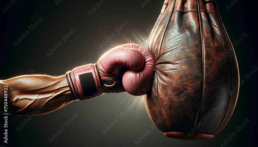 Image showing a close-up of a boxer's hand, wearing a boxing glove ...