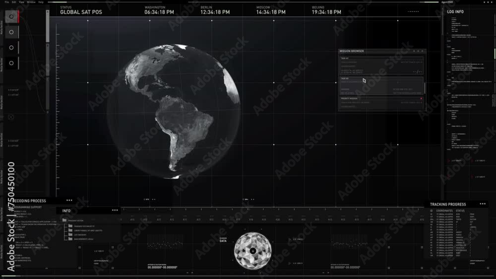 Vidéo Stock Innovative Digital Planet Interface Connects To Space Spy ...