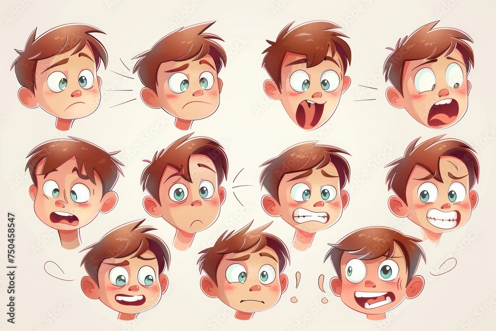 Cartoon characters showing different emotions. Suitable for use in ...