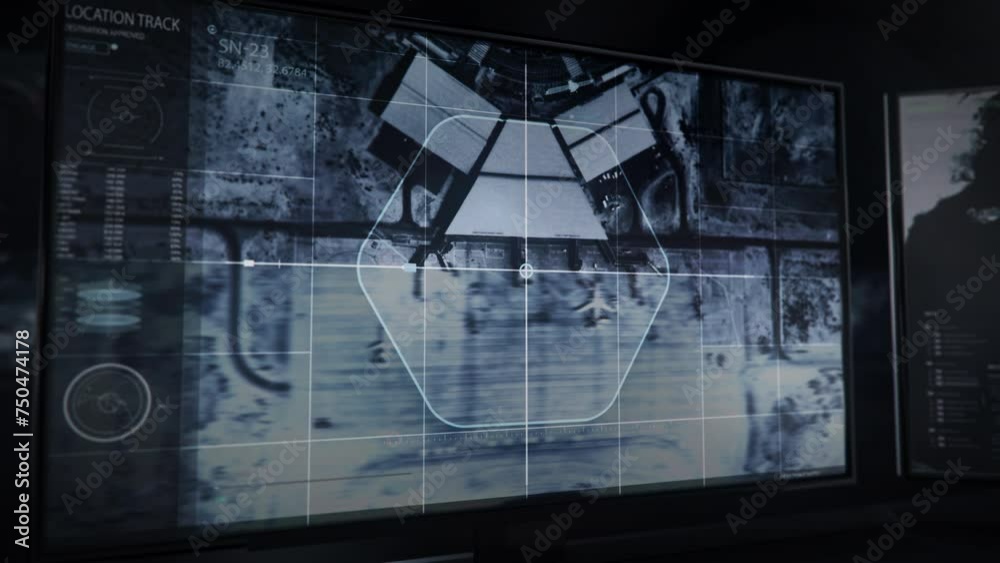 Computer Screens with innovative army radar interface. The innovative ...
