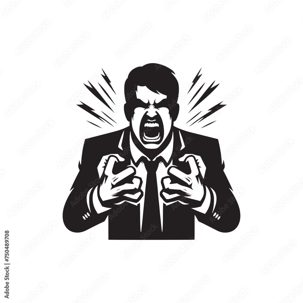 Burning Reaction: Vector Angry Person Silhouette - Expressing Intense ...