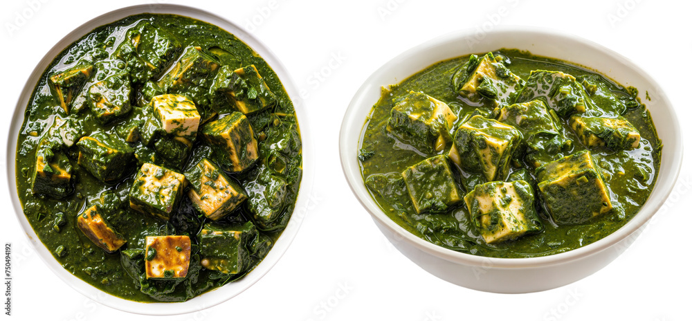 Indian Palak Paneer bundle, cottage cheese cubes in spinach sauce ...