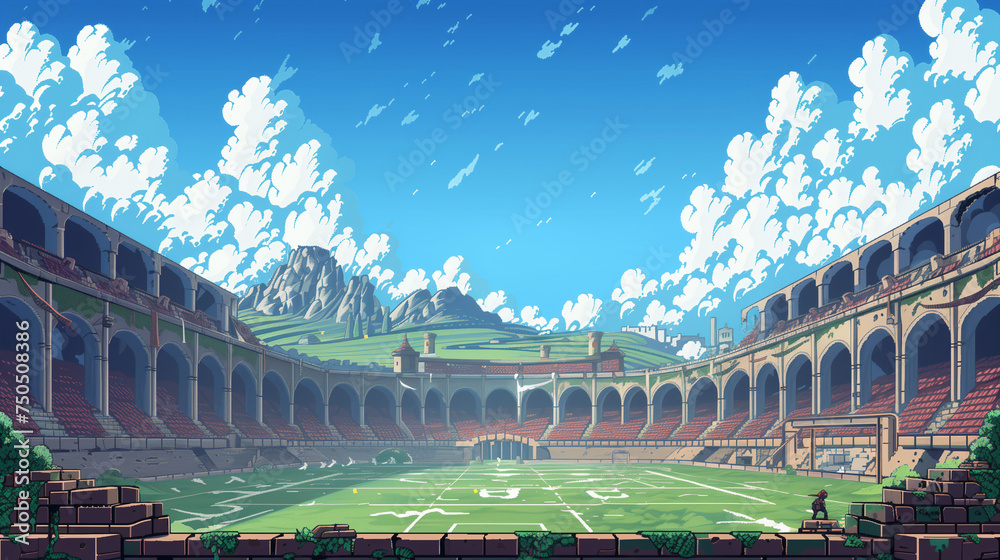 pixel art of old battle stadium dungeon background battle scene in RPG ...