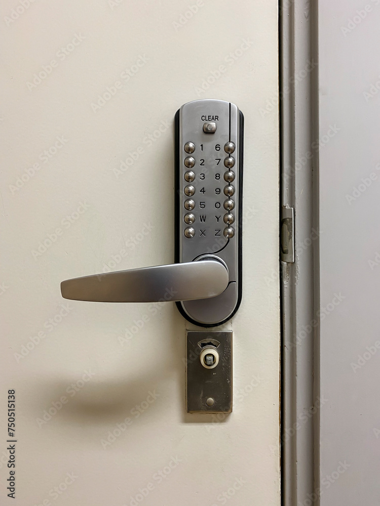 Door safety access control system for authorized entrance. Mechanical ...