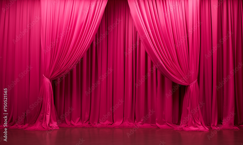 pink satin drape curtain backdrop with gold lights, stage photo ...