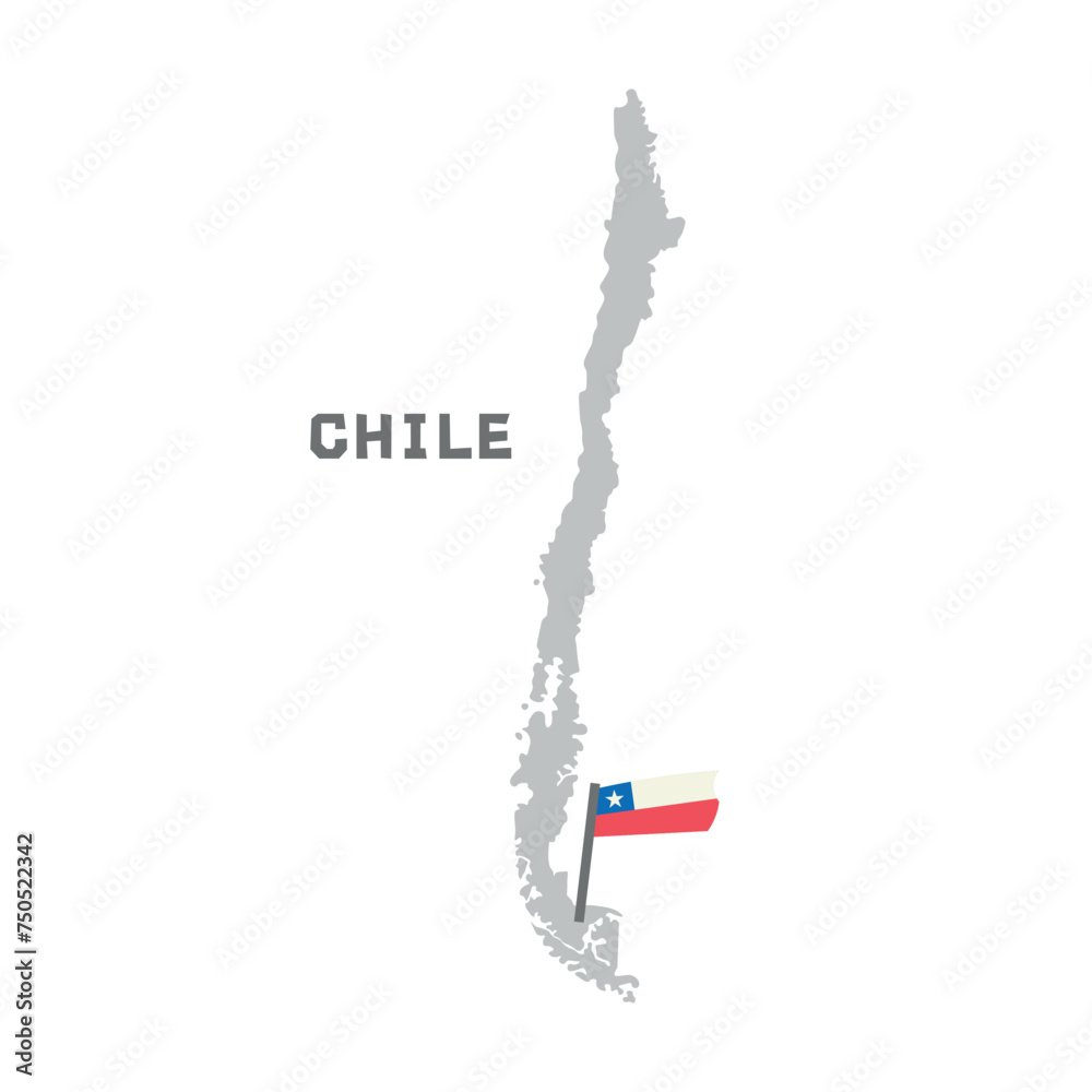 Chile vector map with the flag inside. Map of the Chile with the ...