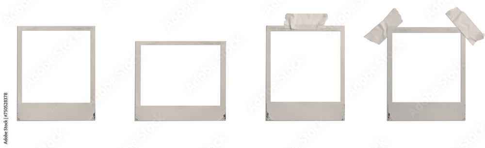 A set of old real polaroid frames with worn corners and edges in ...