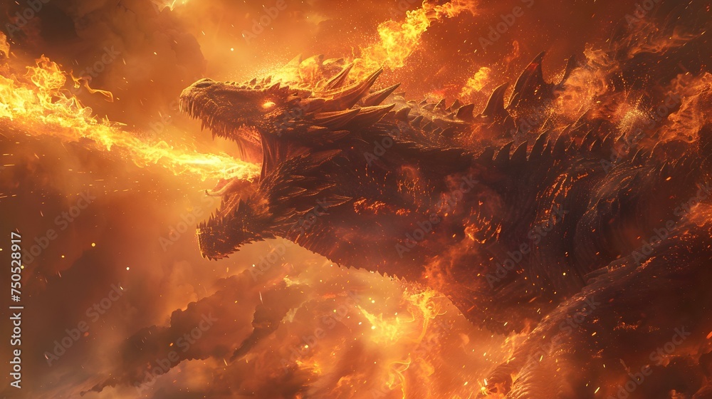 Giant monster breathing fire: An artistic video game-inspired depiction ...