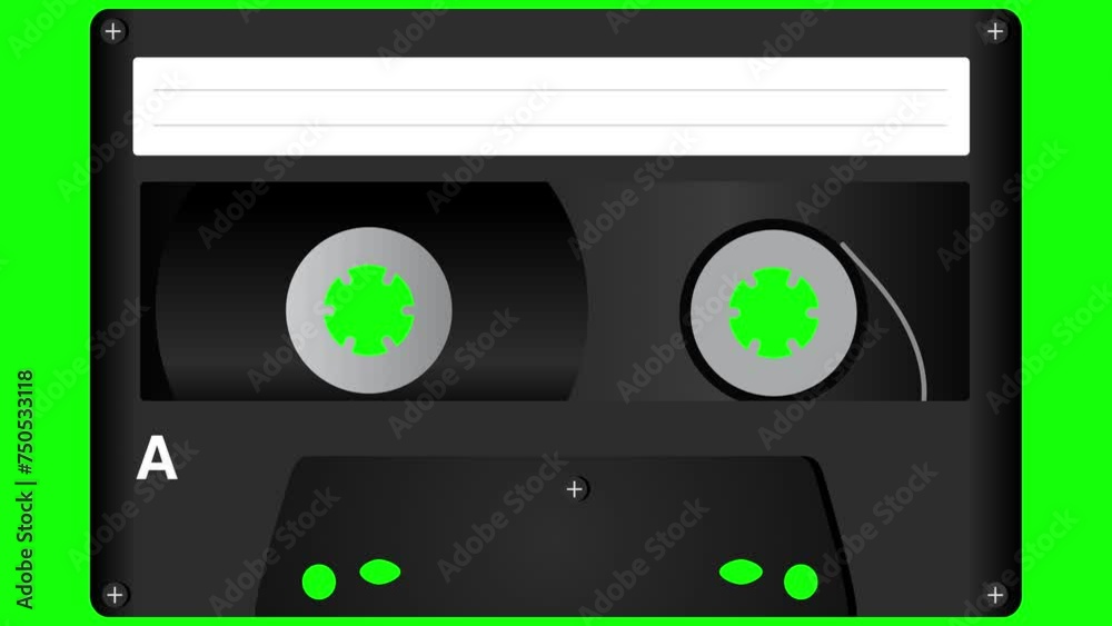 Vidéo Stock Motion graphic of a vintage cassette tape on a green screen ...