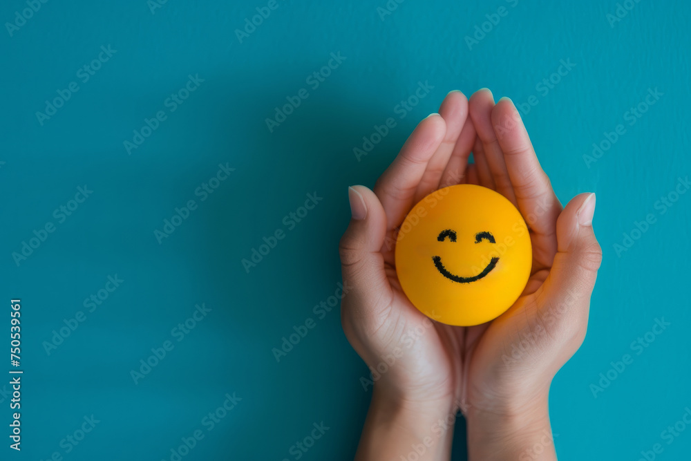 Hand holding happy smile face and sad paper cut, Positive thinking ...