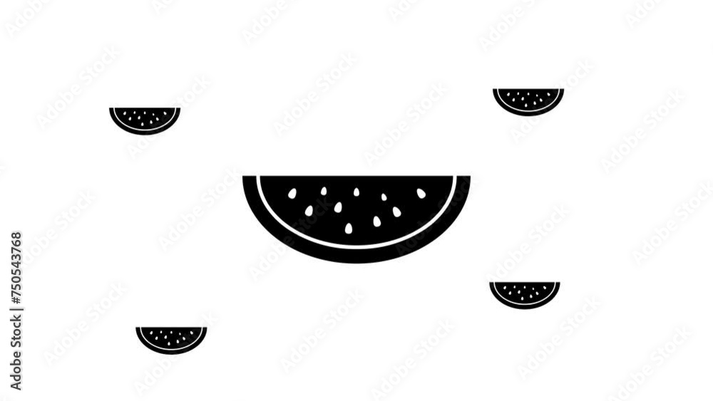 Zoom in and out animation the watermelon piece symbol. Large black ...