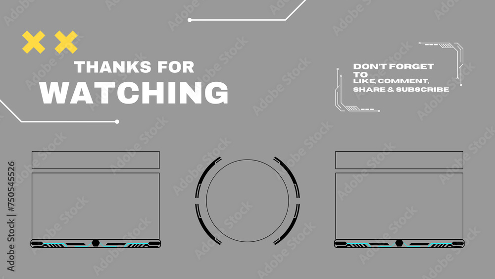 Animated outro template with background transparant. suitable for video ...