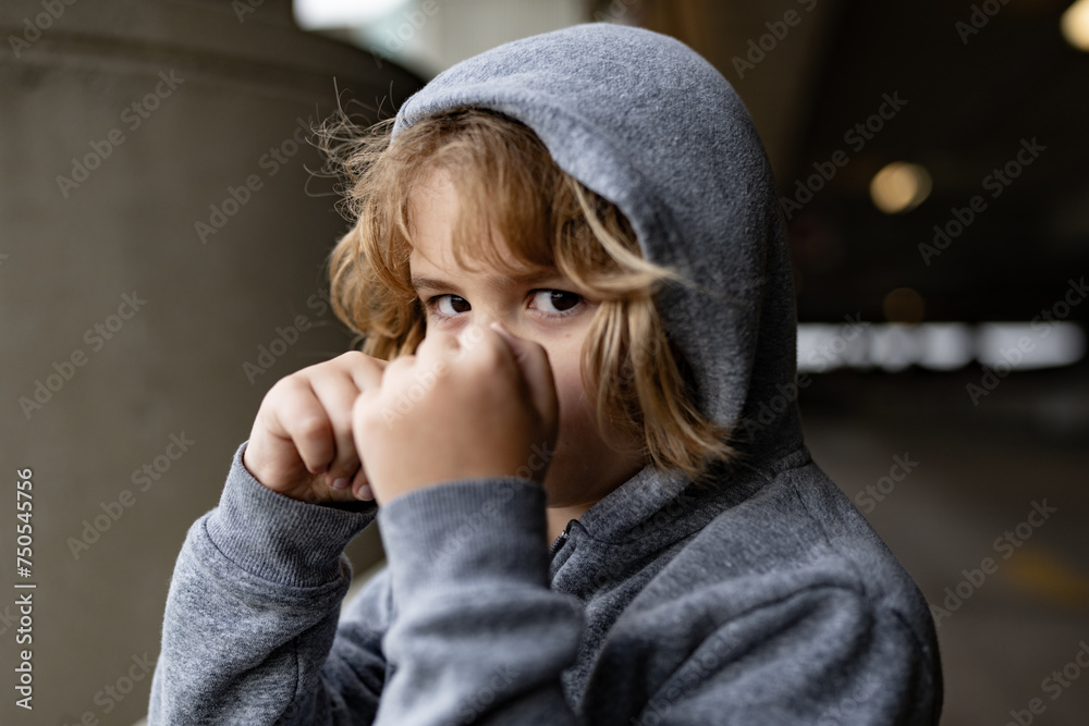 Aggressive child fight. Little kid boy fighting outside. Angry little ...