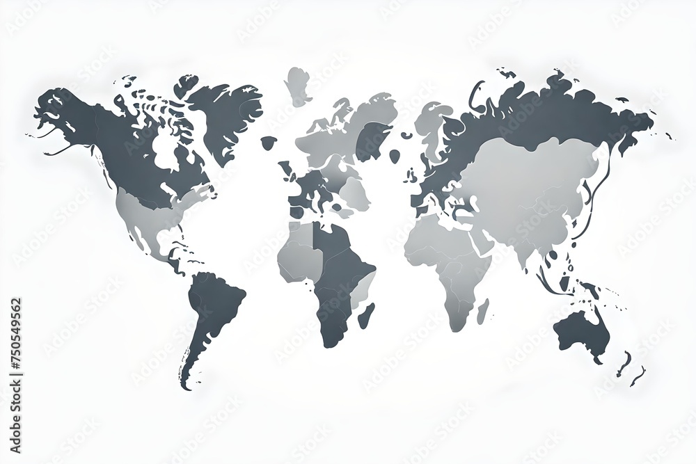 World map vector, isolated on white background. Flat Earth, gray map ...