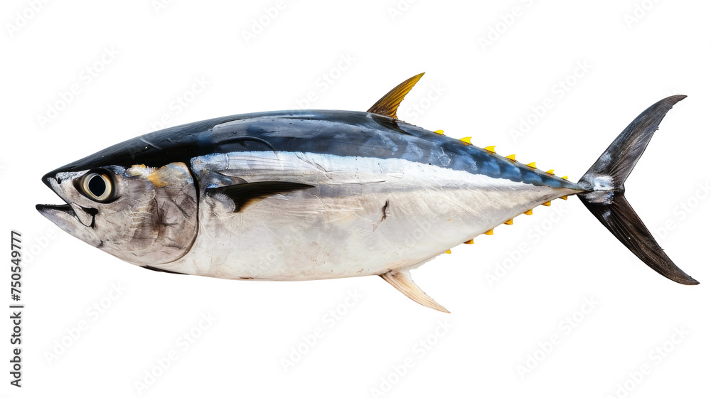 Whole Yellowfin Tuna Fish Isolated on White, A whole Yellowfin tuna ...