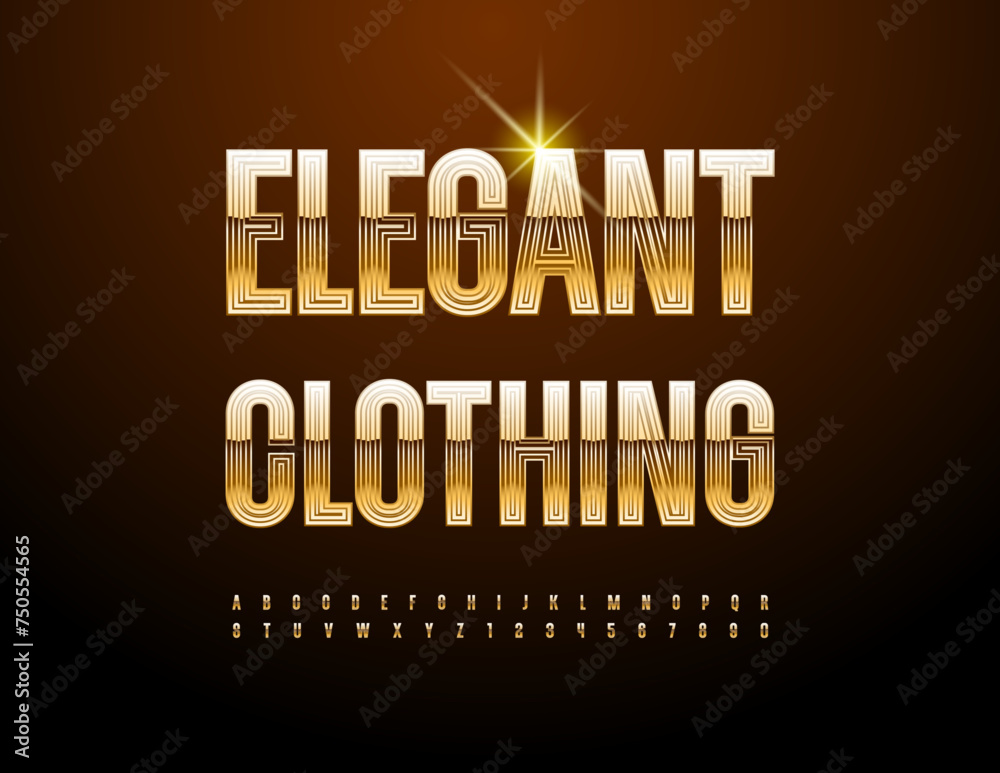Vector trendy Sign Elegant Clothing. Stylish Gold Font. Chic Alphabet ...