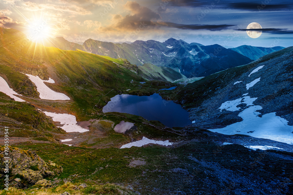 summer solstice in mountains of romania. beautiful landscape with capra ...