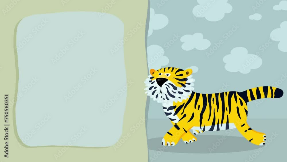 Cartoon character tiger walking intro animation for titles. Wildcat ...