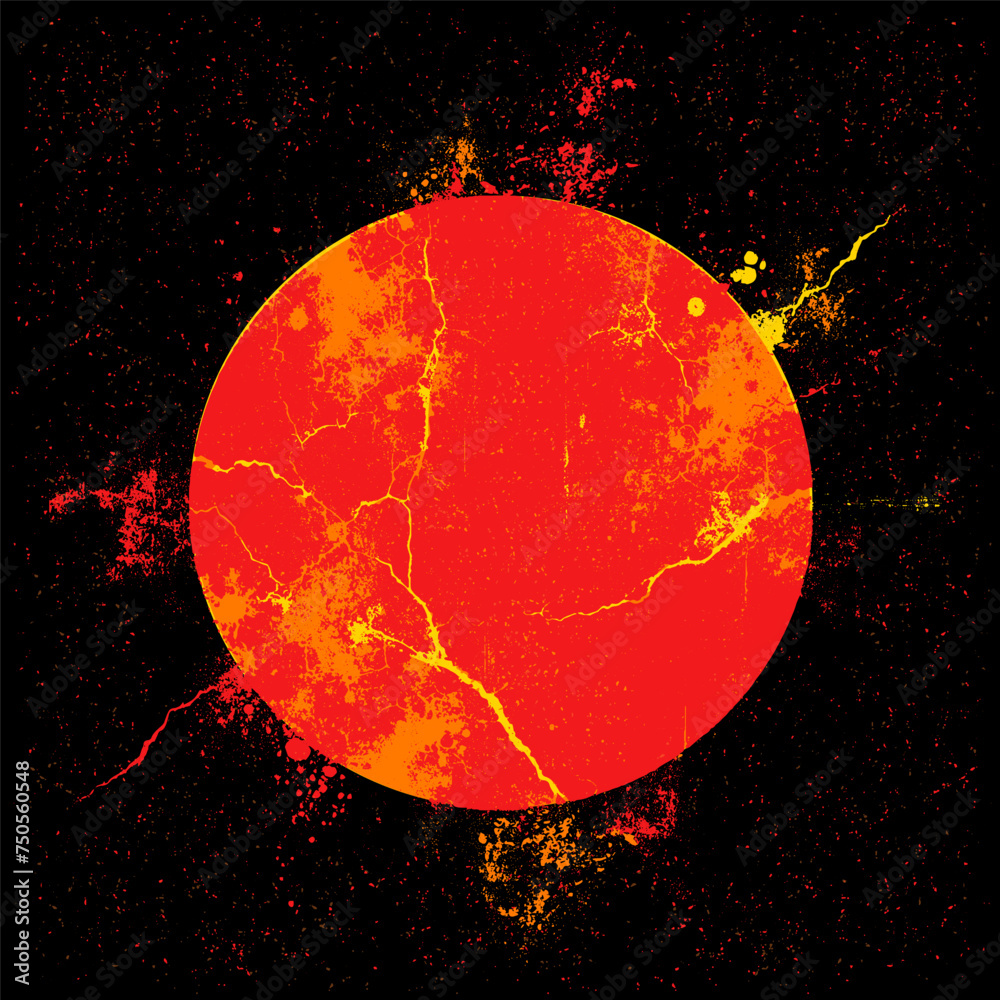 Planet in fire - Mars. An illustration of a red planet with active ...