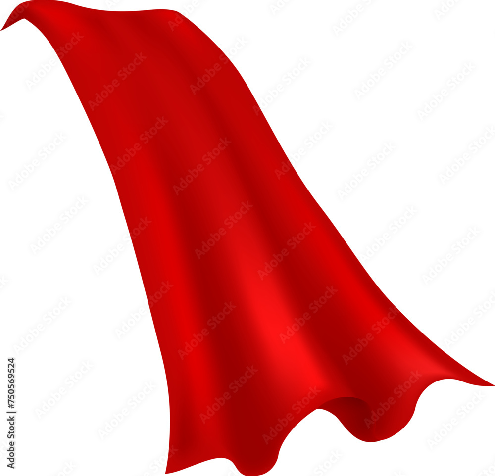 Red cape. Realistic draped scarlet cloak isolated on white background ...