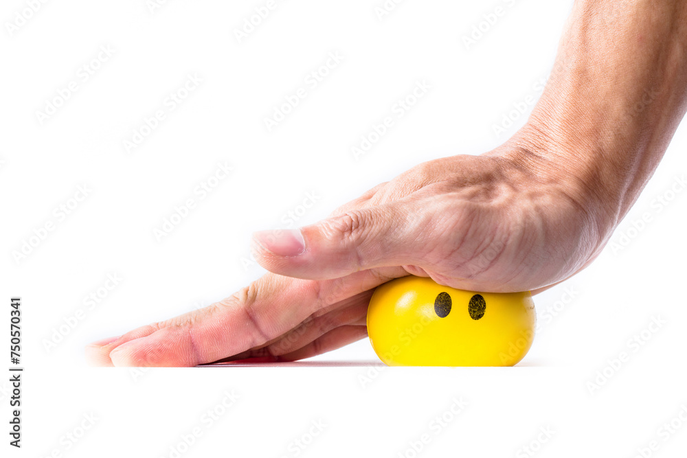 man elderly practicing holding, grabbing, pressing, and squeezing a ...