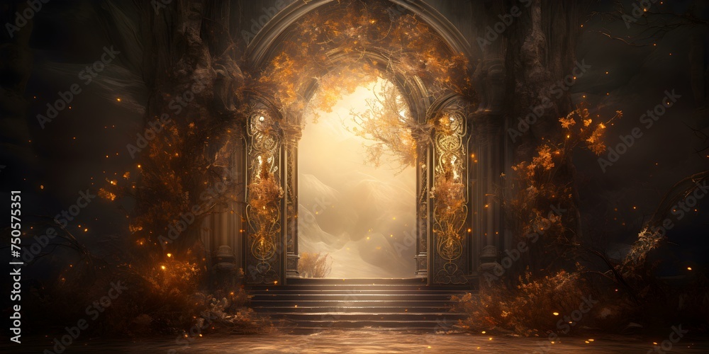 Entrance to a mysterious and enchanting realm. Concept Magical Gates ...