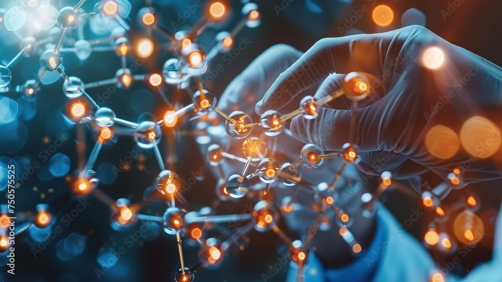 Discovering Molecular Secrets: Scientist Examining Molecule Structure in Laboratory Stock ...