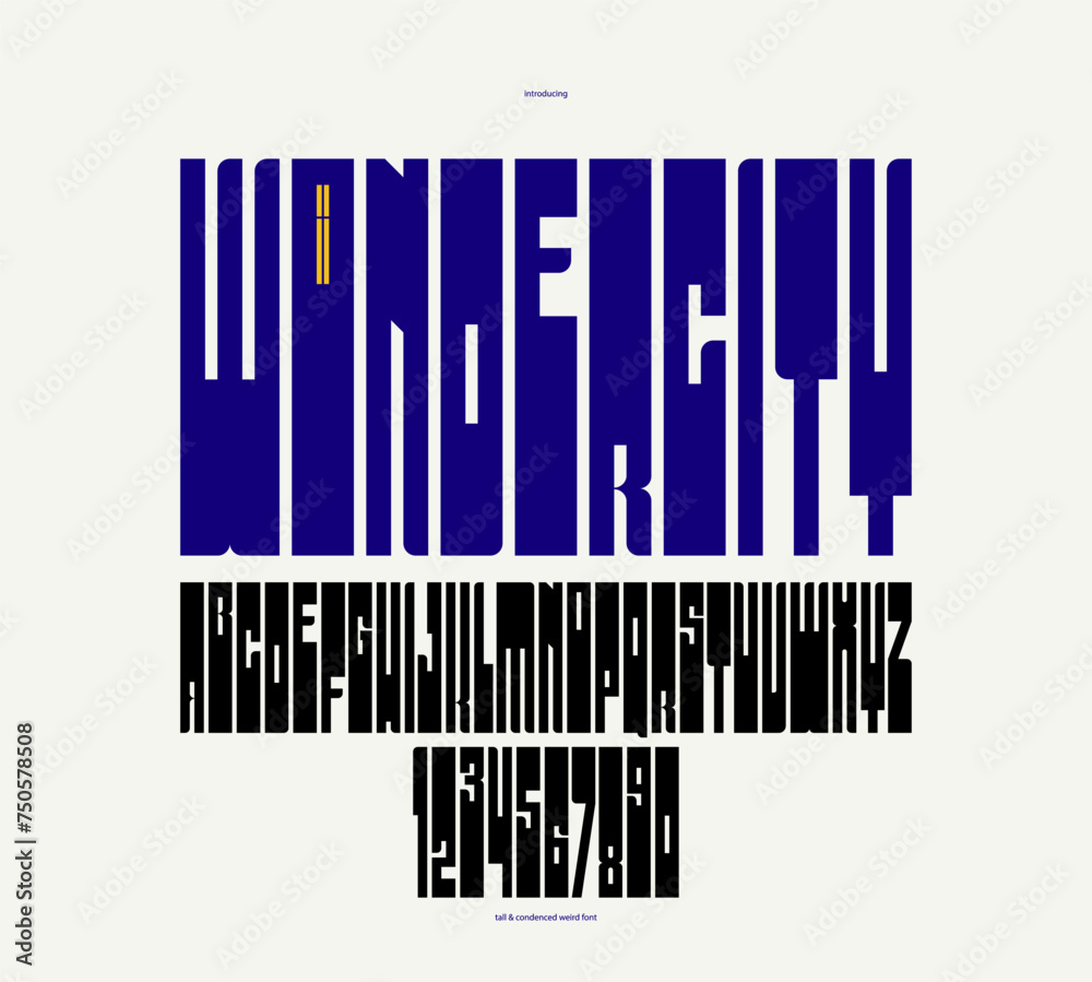 Bold and strong vector geometric font for logos and emblems, display ...