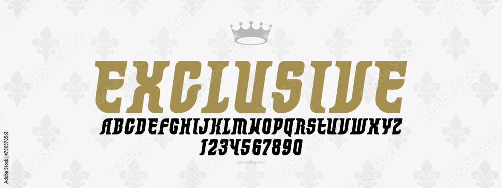 Classic style serif vector display font for logos and emblems, italic ...