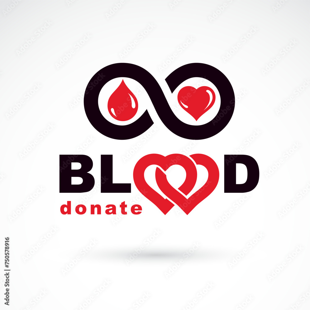Donate blood inscription isolated on white and made using vector red ...