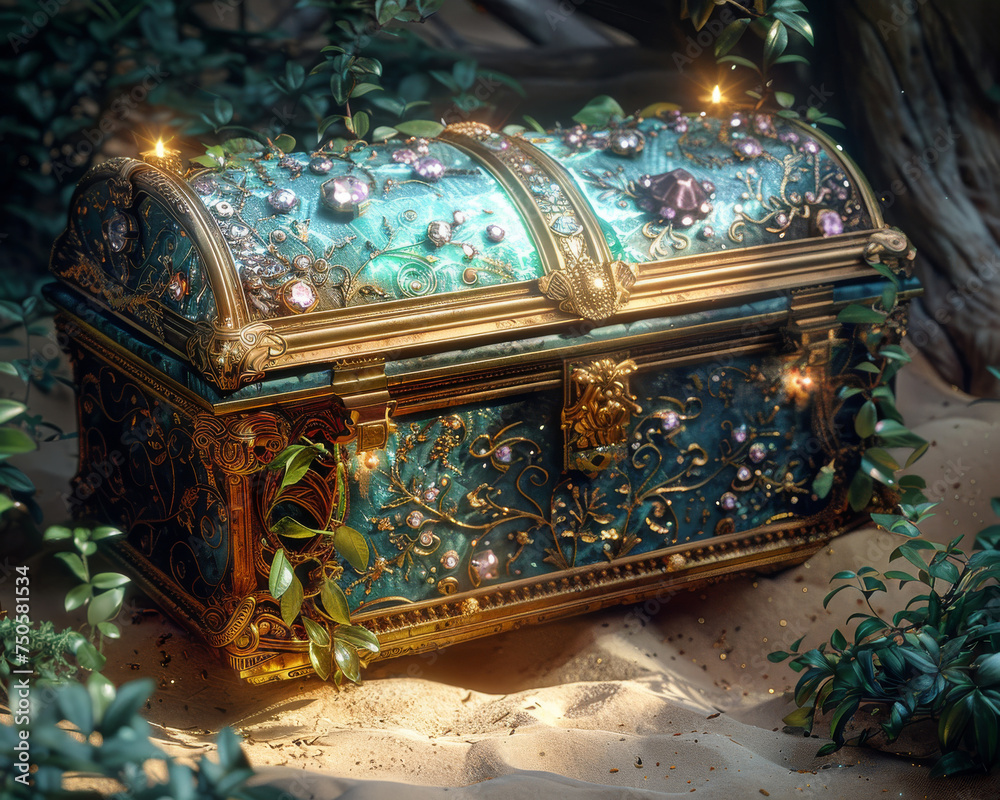 A treasure chest of gemstones opening to reveal mechanical parts and ...