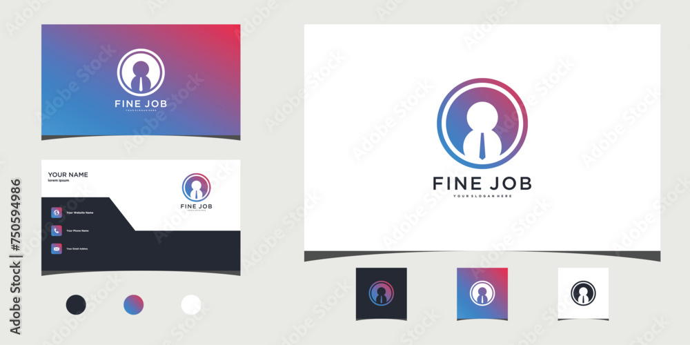 Design logo find job modern and busssines card. Premium Vector Stock ...
