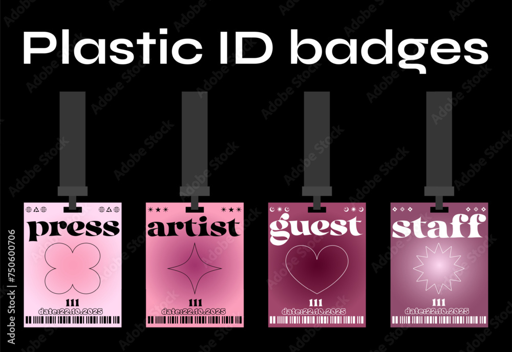 Vetor de Plastic badges id card badges in a futuristic style. Press ...