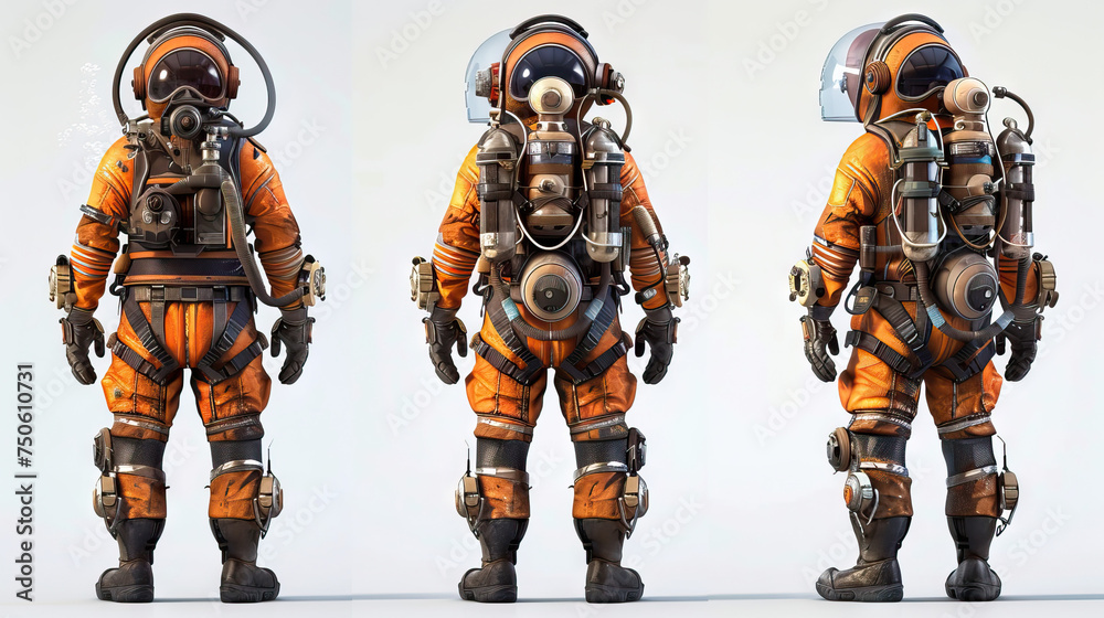 Deep Sea Explorer: An intrepid diver in a high-tech diving suit. 3d ...