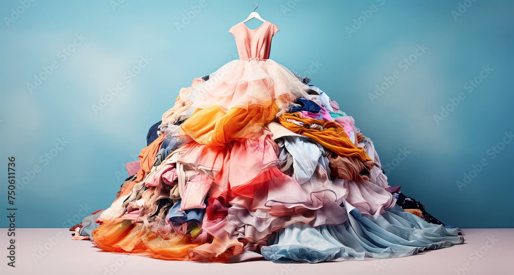 textile industry garbage, fast fashion pollution trash, large pile heap ...