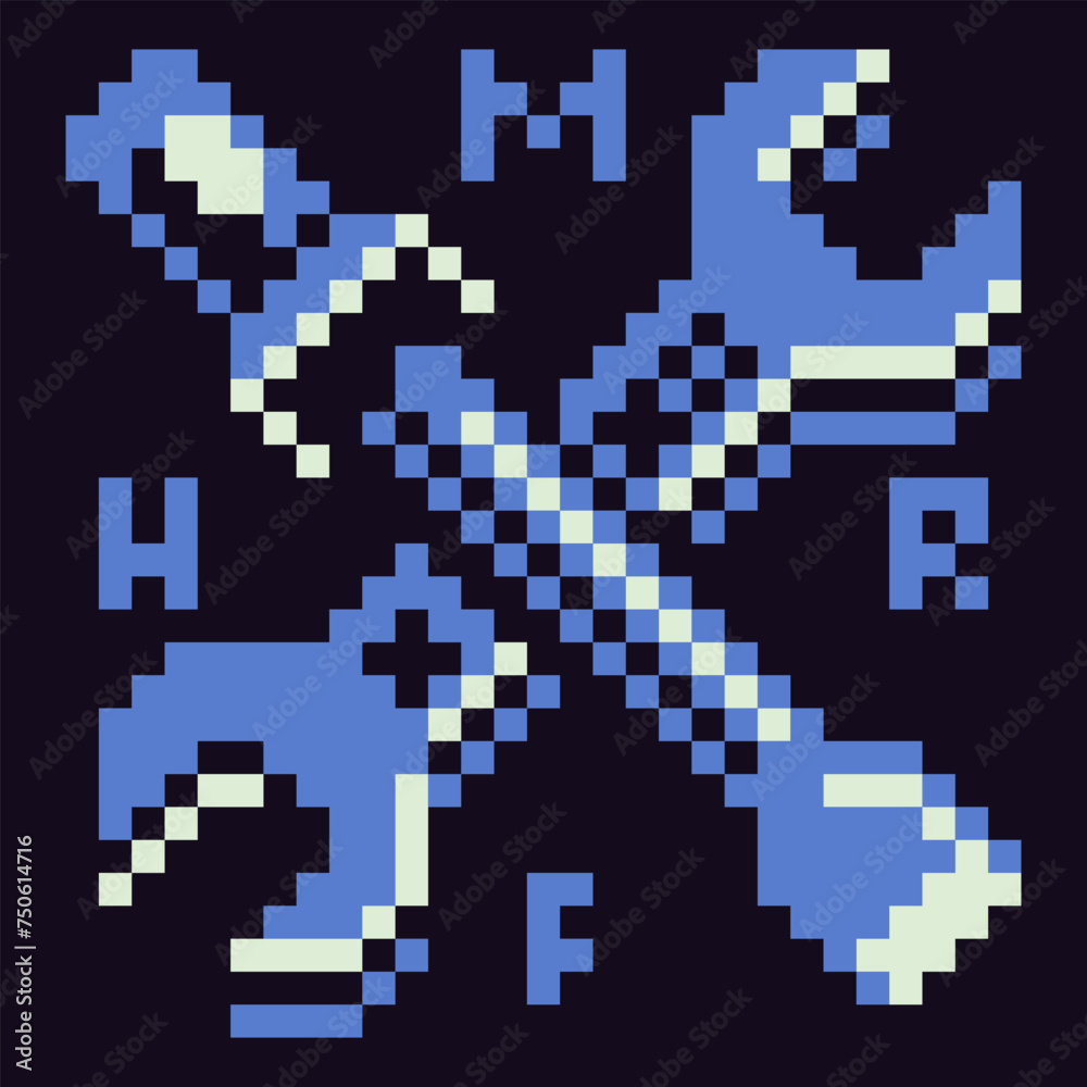 Wrench and screwdriver pixel art flat style. Web site design. 8-bit ...