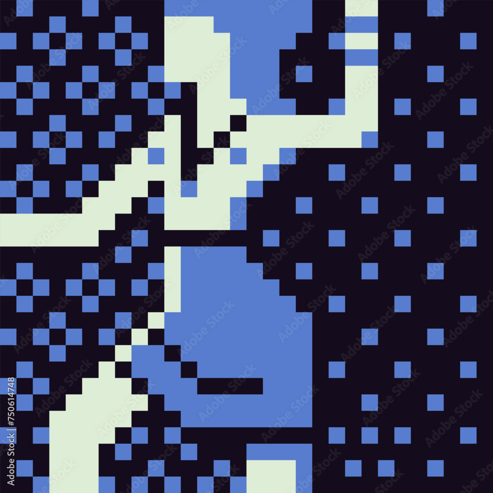 Dancing woman abstract pixel art cyberpunk icon. Video game sprite ...