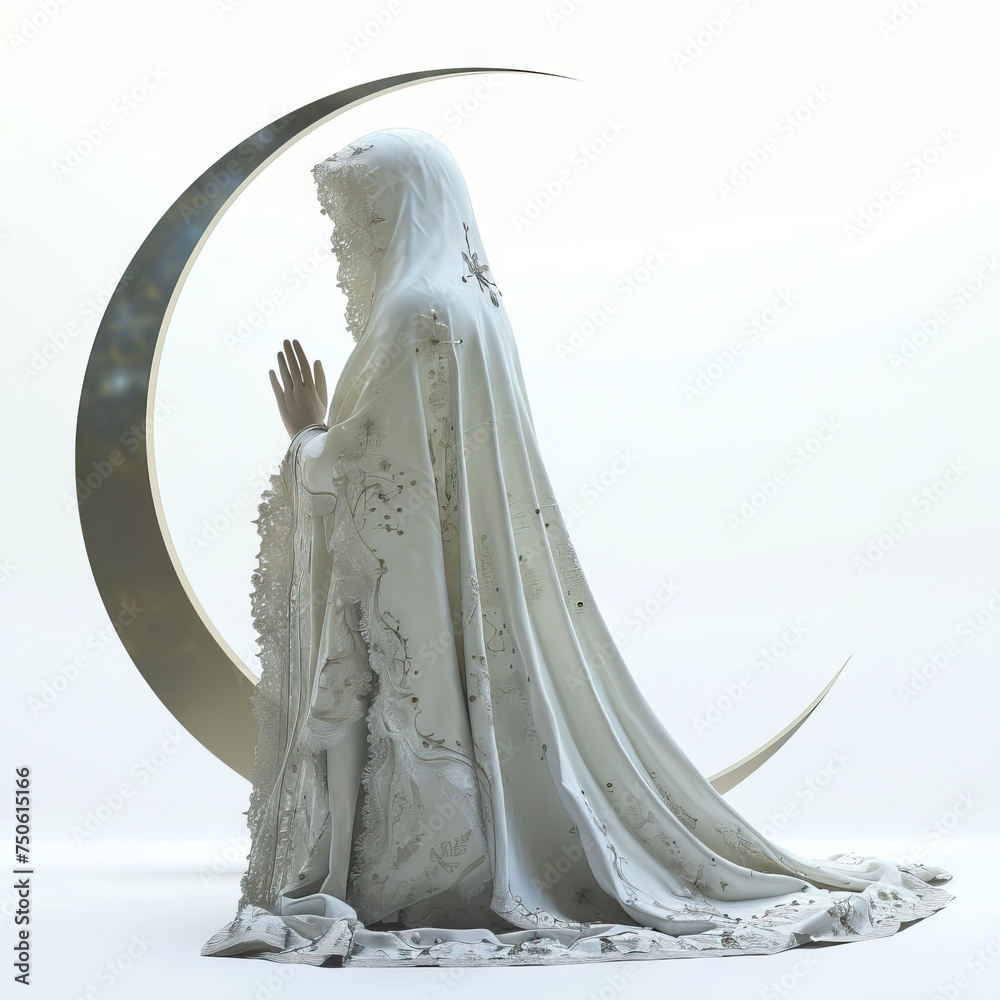 Lunar Priestess: A devout cleric bathed in the soft glow of moonlight ...