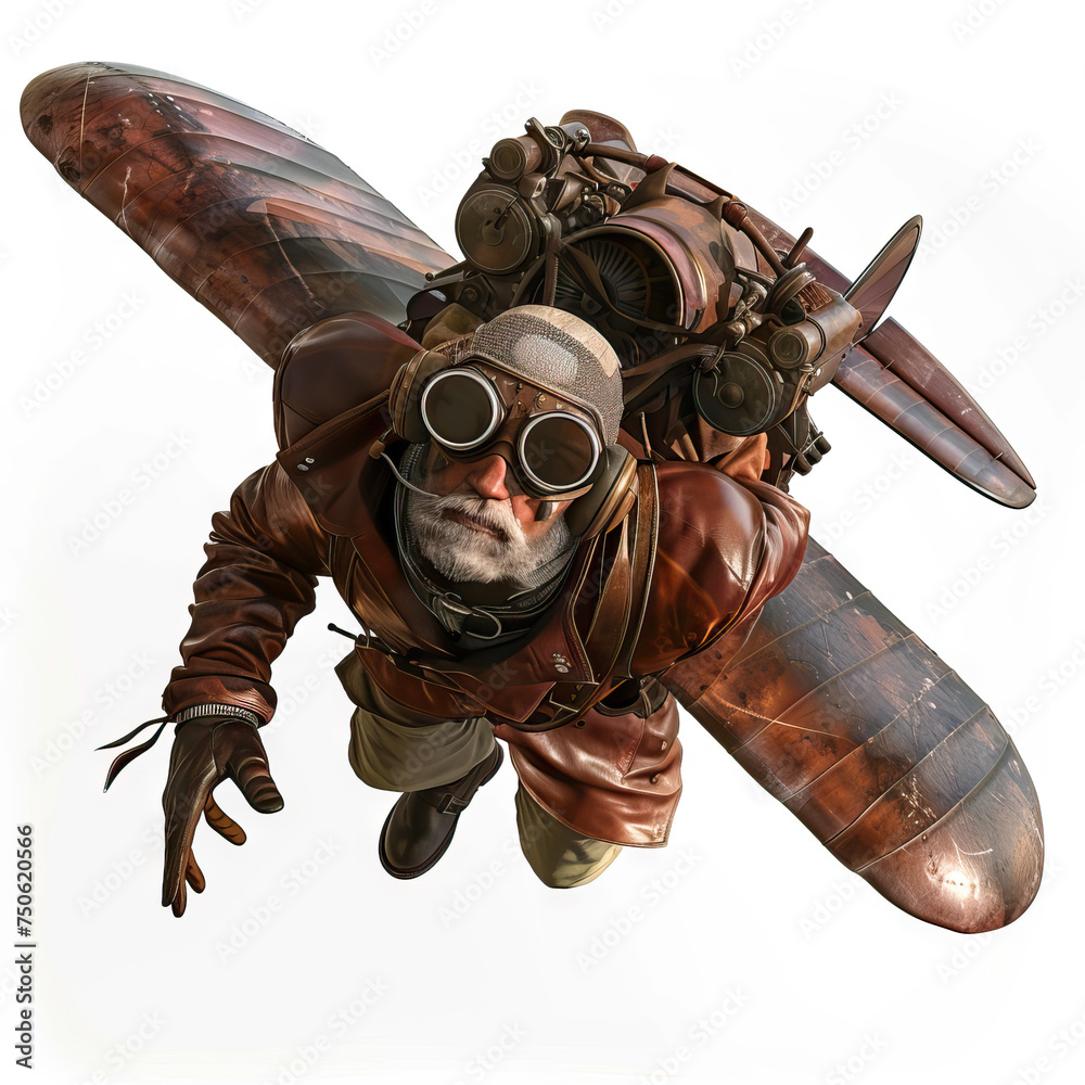 Steampunk Aviator: An adventurous pilot with a leather bomber jacket ...