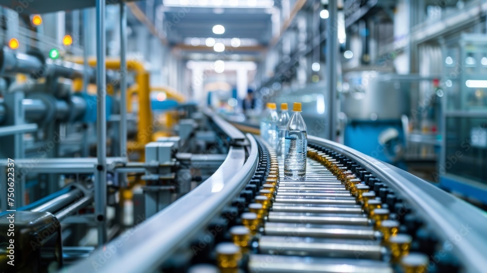 An engineer oversees a high-tech factory line, using a PLC system for ...