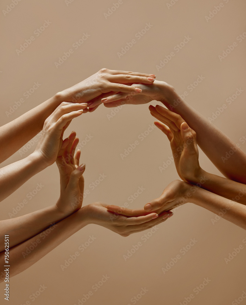 Photo of human hands making circle symbol of unity, support and care ...