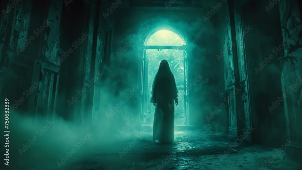 Black female ghost silhouette. Beautiful scary horror scene. Mystery ...