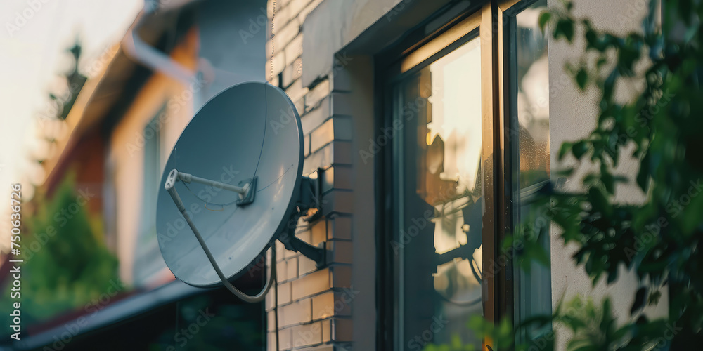 Foto de Modern Home Satellite Dish. Satellite TV dish installed on a ...