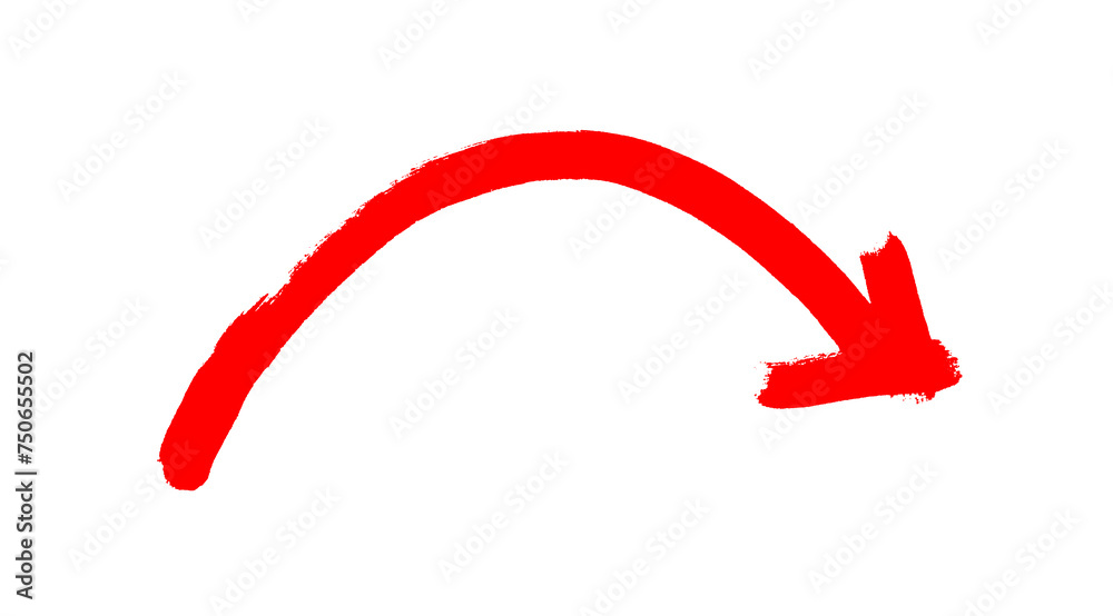 Roter Pinsel Pfeil mit Schwung nach rechts Stock Illustration | Adobe Stock