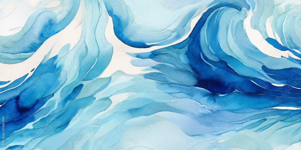 Vector ocean watercolor soft blue and white wavey curve line background ...