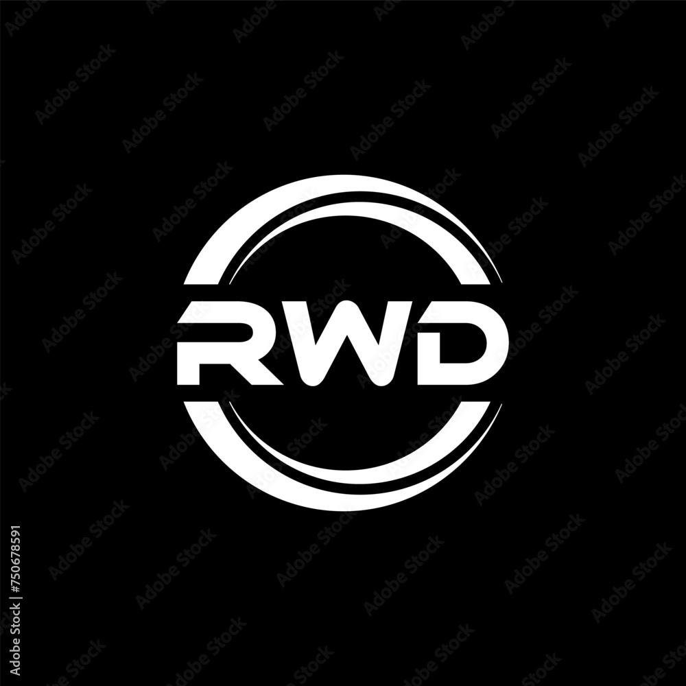 RWD letter logo design with black background in illustrator, vector ...