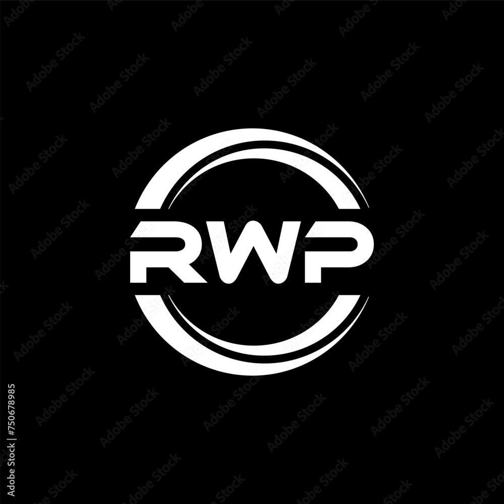 Vecteur Stock RWP letter logo design with black background in ...