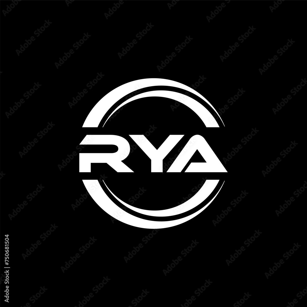 RYA letter logo design with black background in illustrator, vector ...