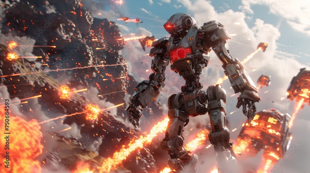 The battlefield blazes with exciting combat, as robots and humans ...