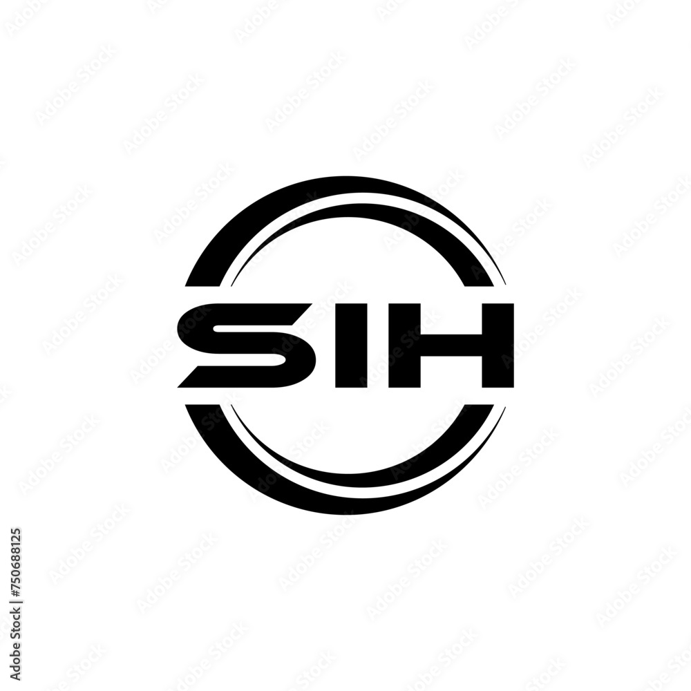SIH letter logo design with white background in illustrator, vector ...